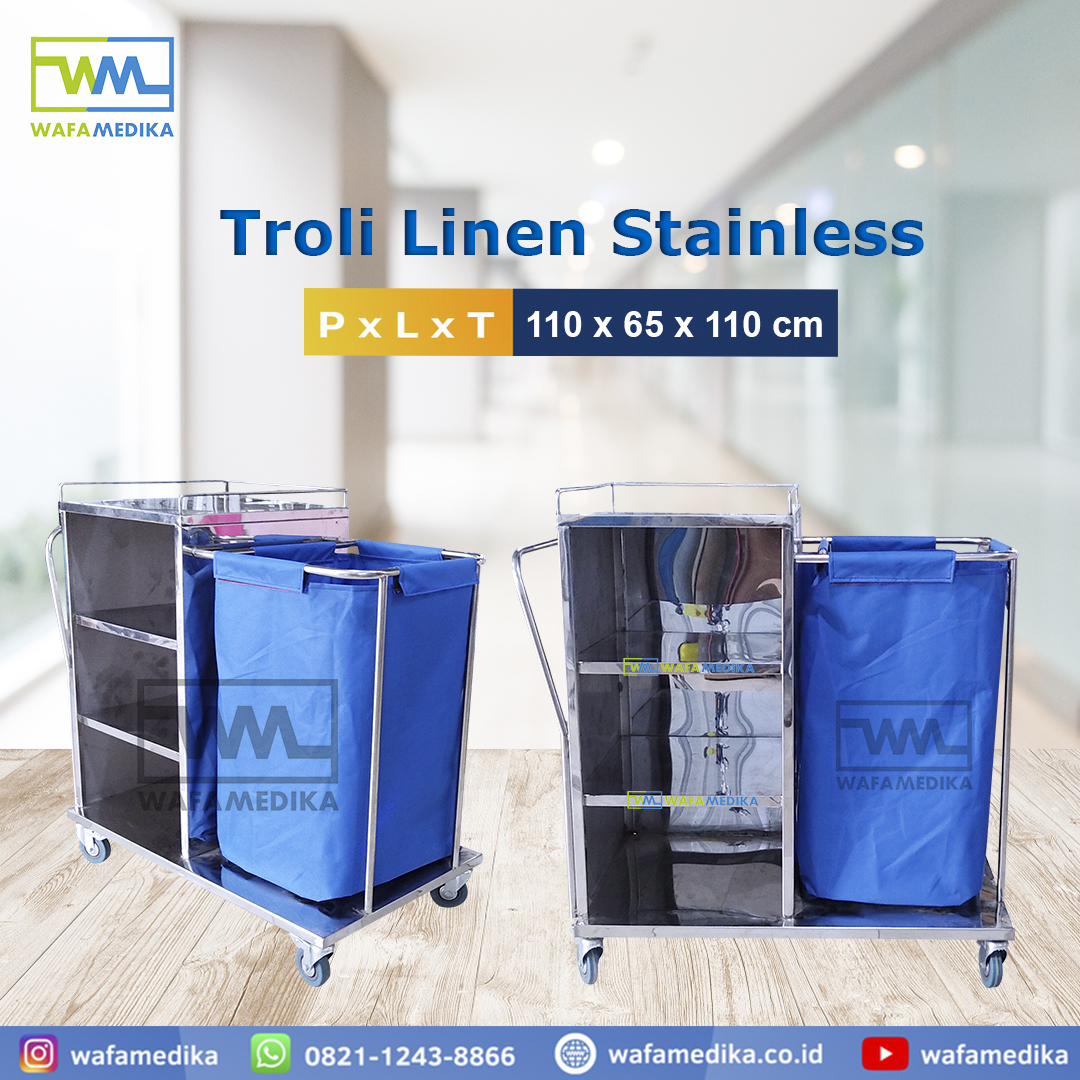 Troli yang biasa digunakan untuk ruang laundry - Wafa Medika